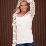 Embroidered Beige Lace Sheer Top on Luulla