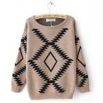 Khaki Vintage Diamond Sweater on Luulla